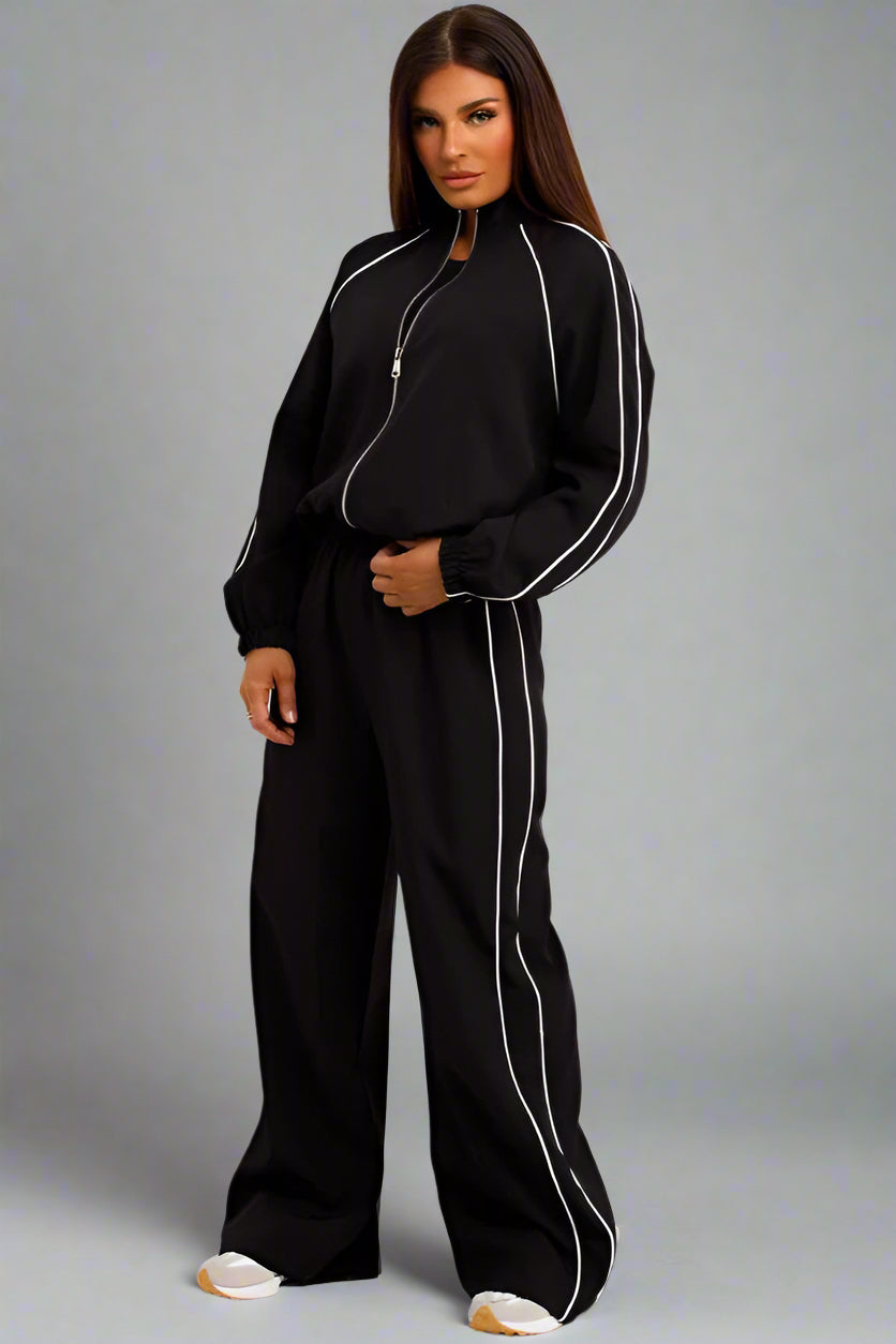 Oversized Tracksuit Jacket & Jogger Set Black – Looking Good Boutique