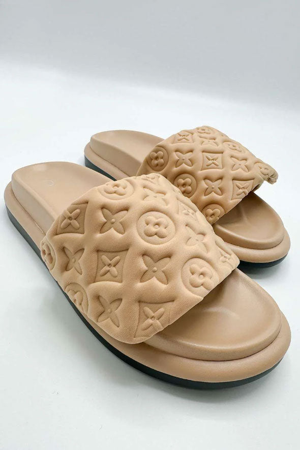 Patterned Band Sliders in Nude – Looking Good Boutique