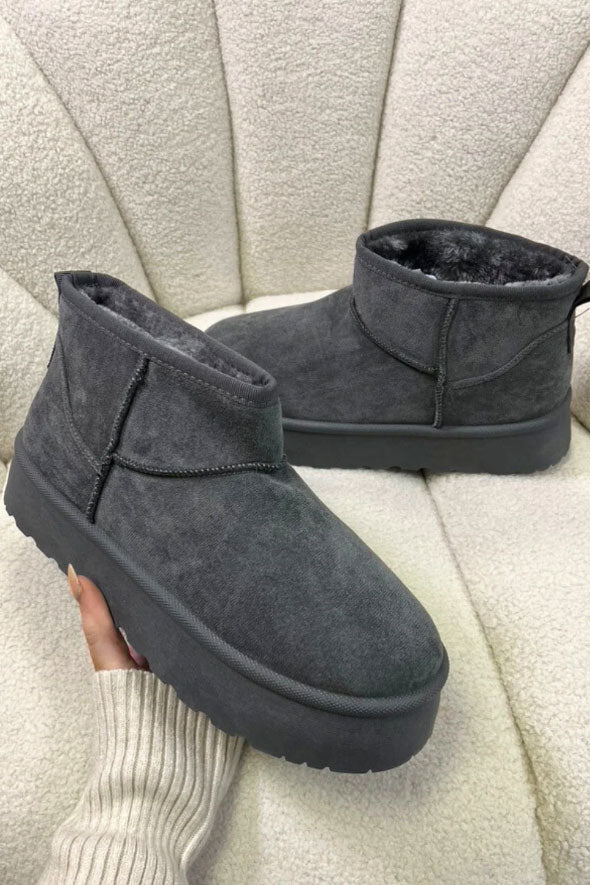 PENNY GREY PLATFORM ULTRA MINI FAUX FUR BOOTS – Looking Good Boutique