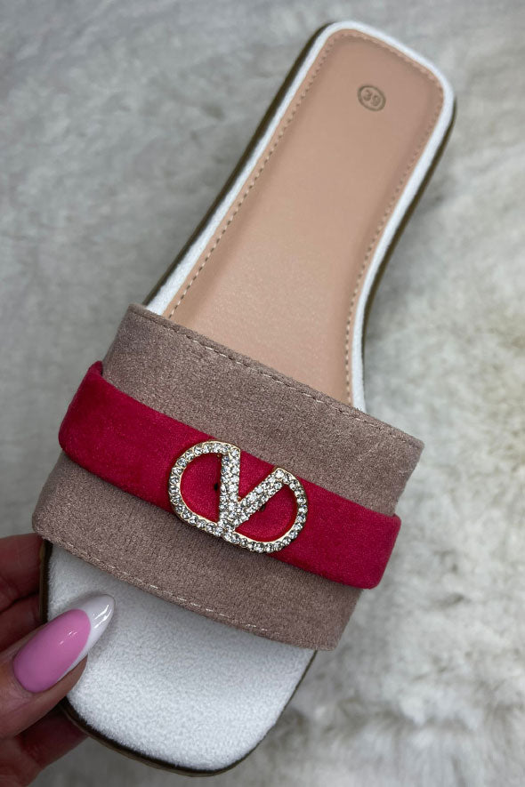 V Link Open Toe Sliders in Red – Looking Good Boutique