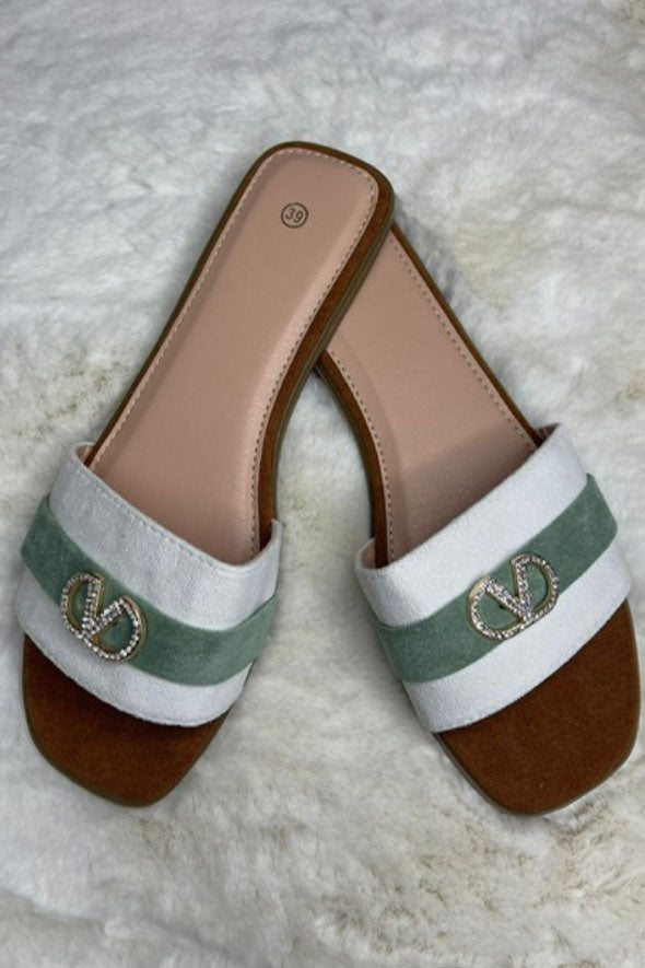 V Link Open Toe Sliders in White – Looking Good Boutique